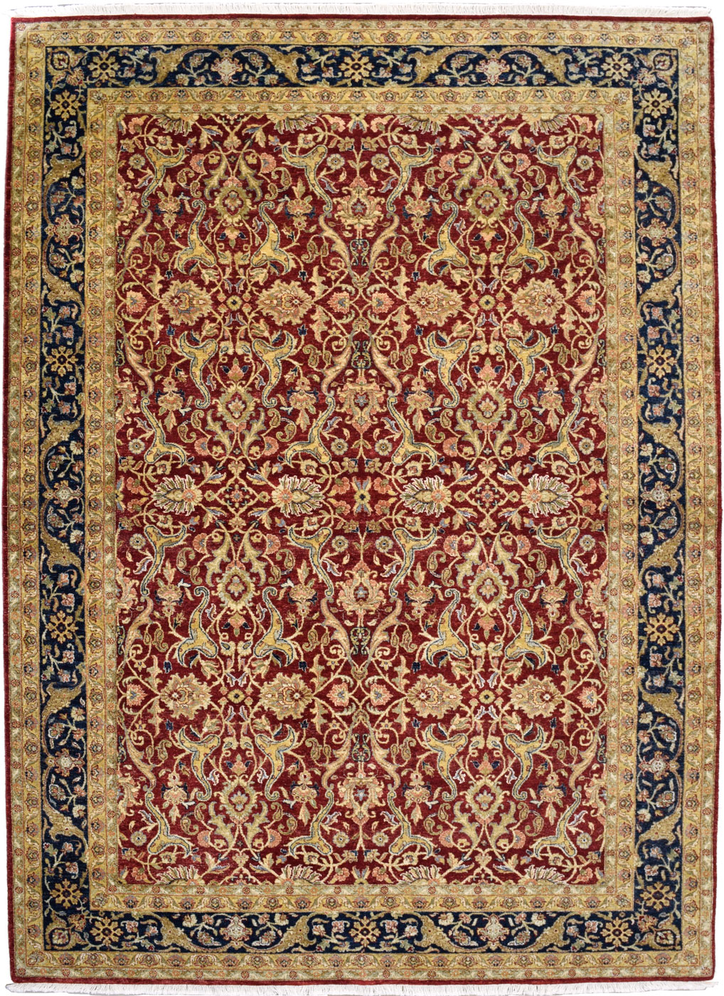 Romantic Red, Taupe, and Indigo Lavar Carpet - Orley Shabahang